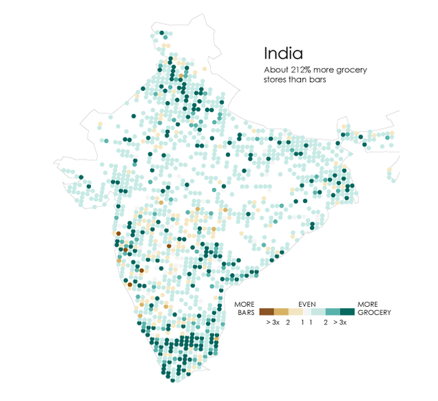 Maps of Where Bars Outnumber Grocery Stores Maps of Where Bars Outnumber Grocery Stores