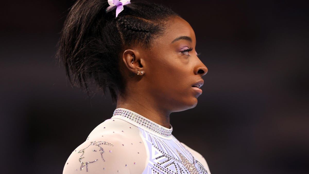 Simone Biles Wears Rhinestone Goat Named Goldie