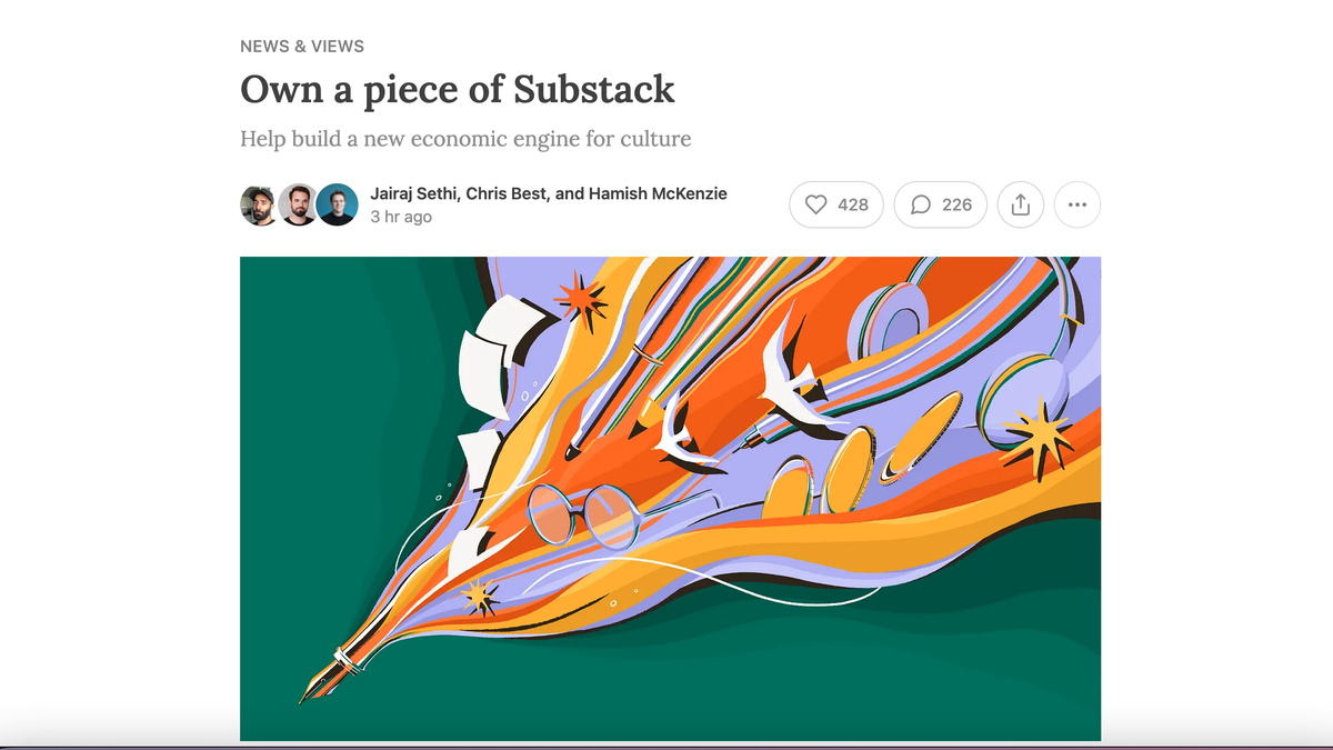 Substack wants to turn its writers into investors