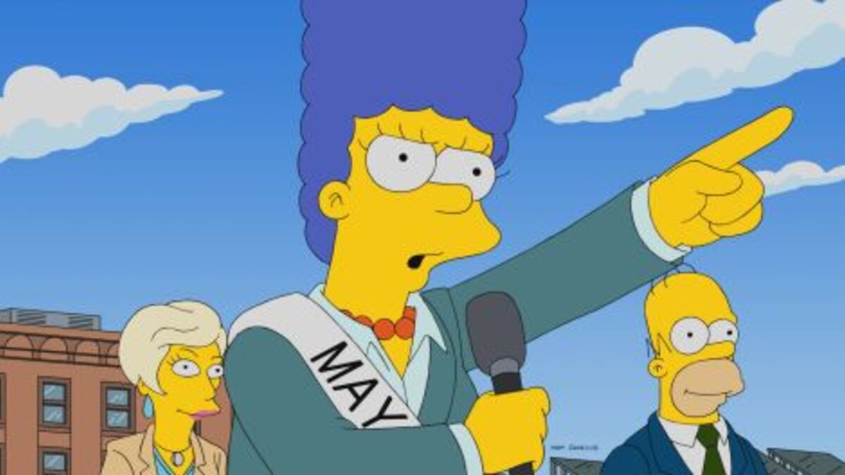 The Simpsons does some lightly effective political satire when Marge ...