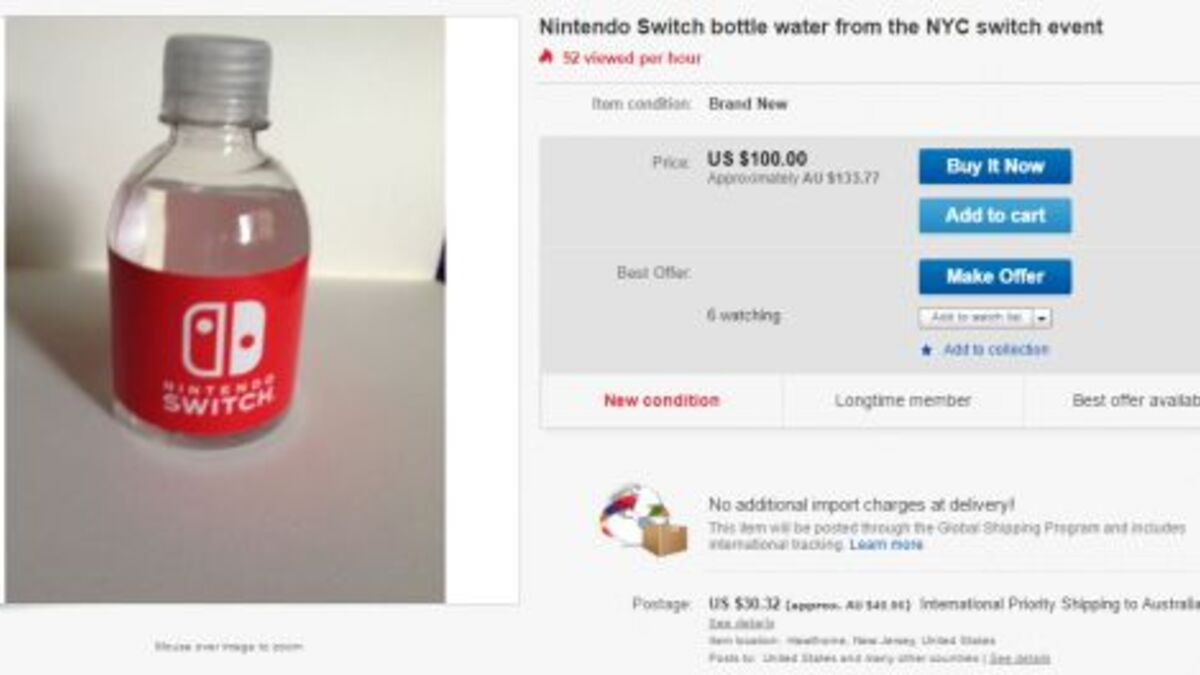Los botellines de agua de la presentación de Nintendo Switch cuestan ...