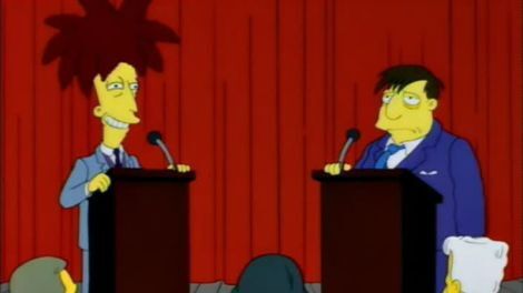 The Simpsons does some lightly effective political satire when Marge ...