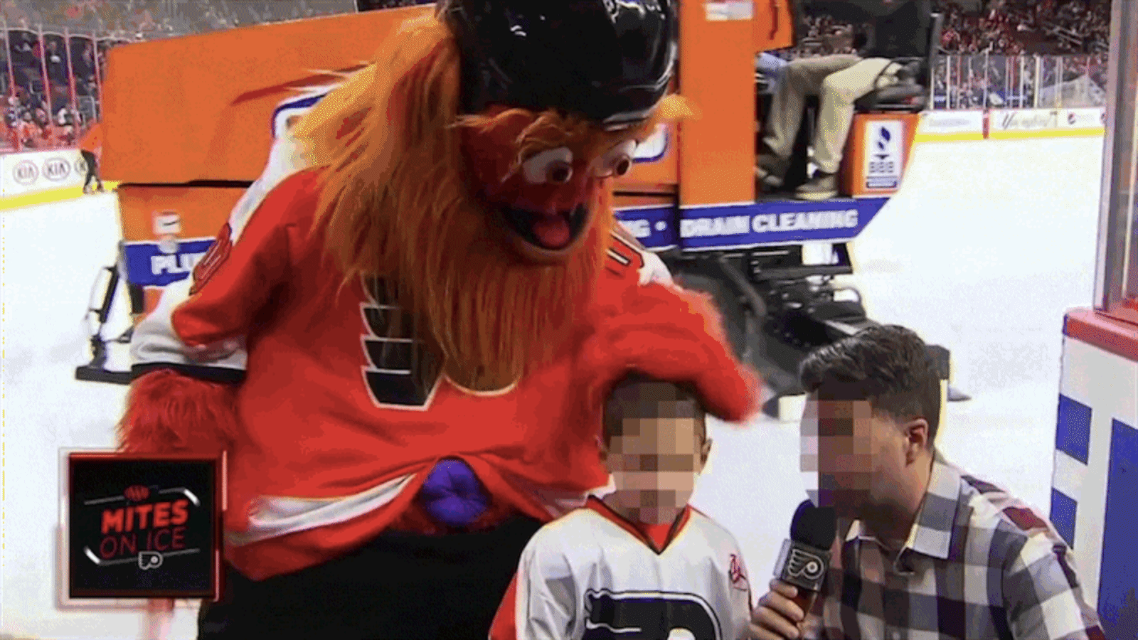 Gritty Cover-Up? No One Can Explain Mascot's Purple Hole