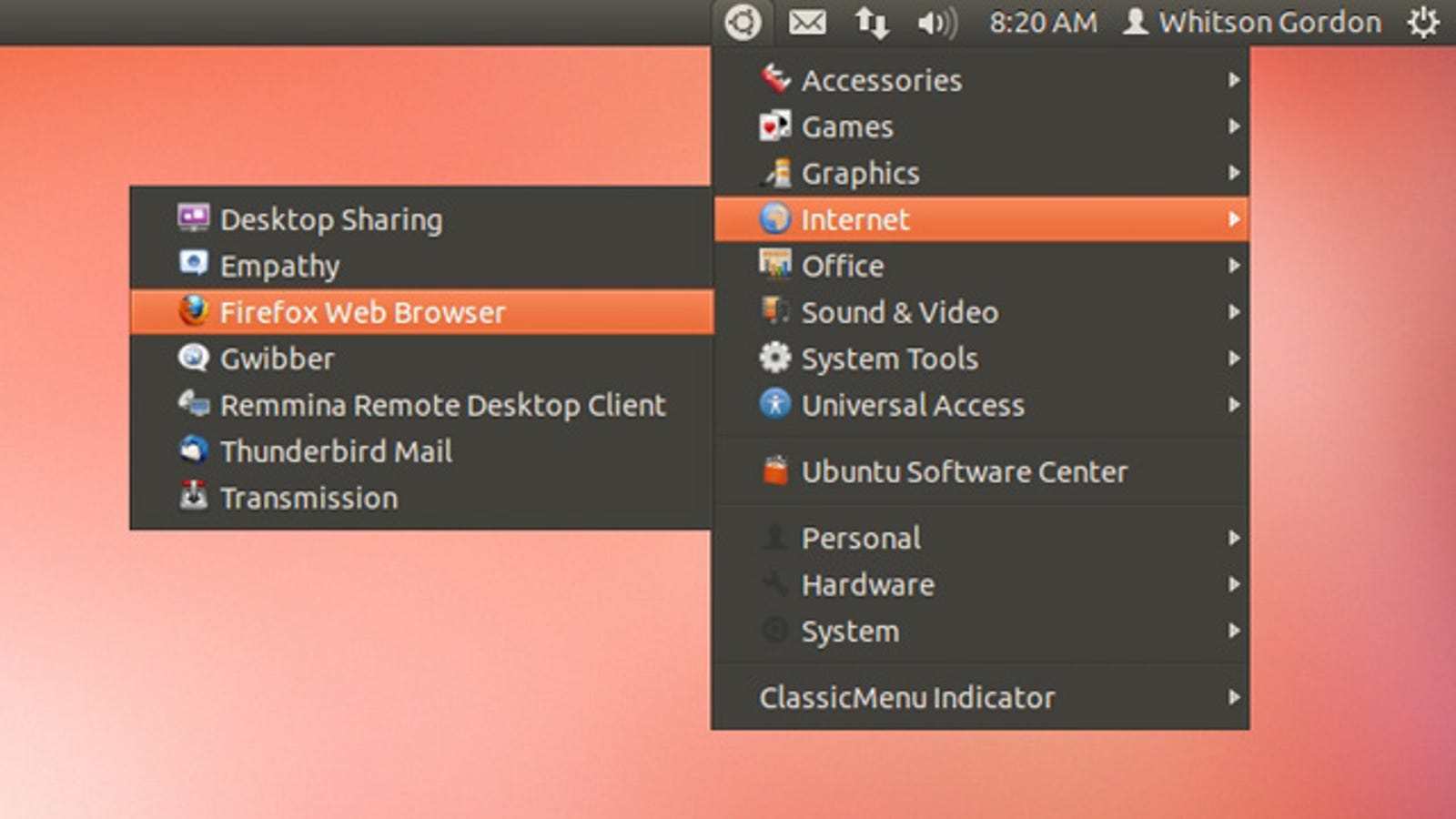 ClassicMenu Indicator Brings Ubuntu's Classic Menu to Unity ClassicMenu Indicator Brings Ubuntu's Classic Menu to Unity
