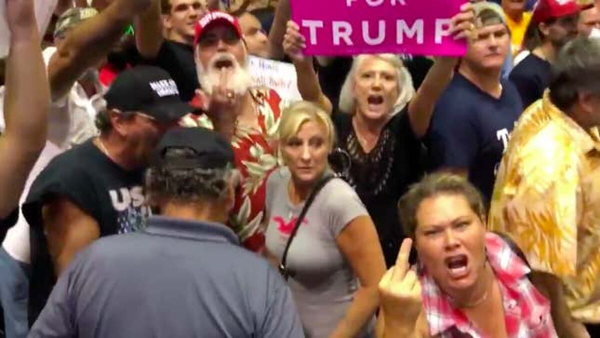 Video of a Trump rally crowd harassing the press in Tampa
